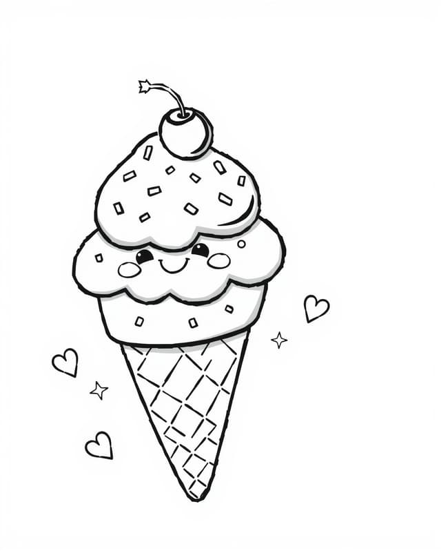 Ice Cream Cone Coloring Page Free Printable