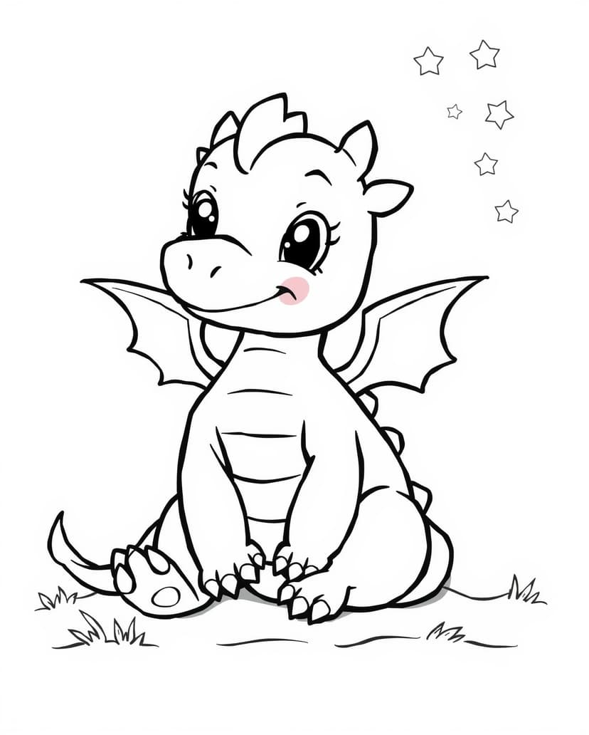Baby Dragon Coloring Page - Free Printable for Kids