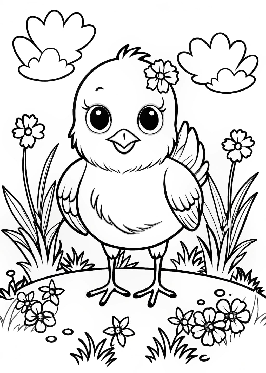 Chick Hatching from Egg Coloring Page - Free Printable